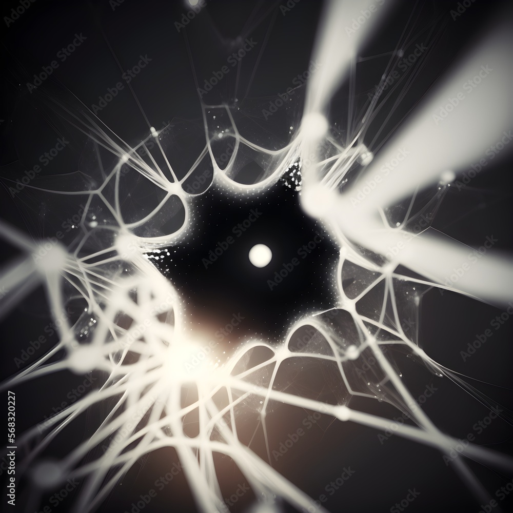 Stockillustratie point of view from inside a web of dark threads inside ...