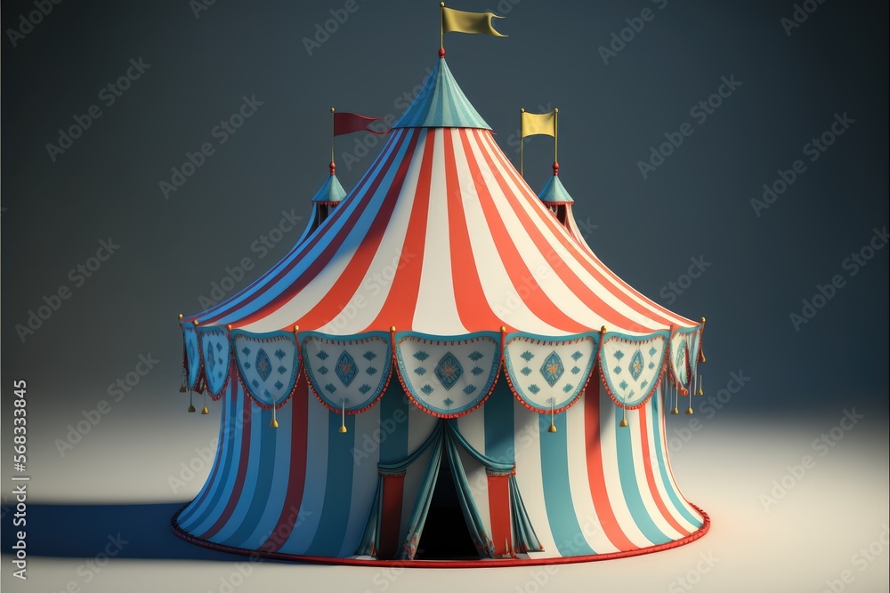 cartoon fun circus tent generative ai illustration Stock Illustration ...