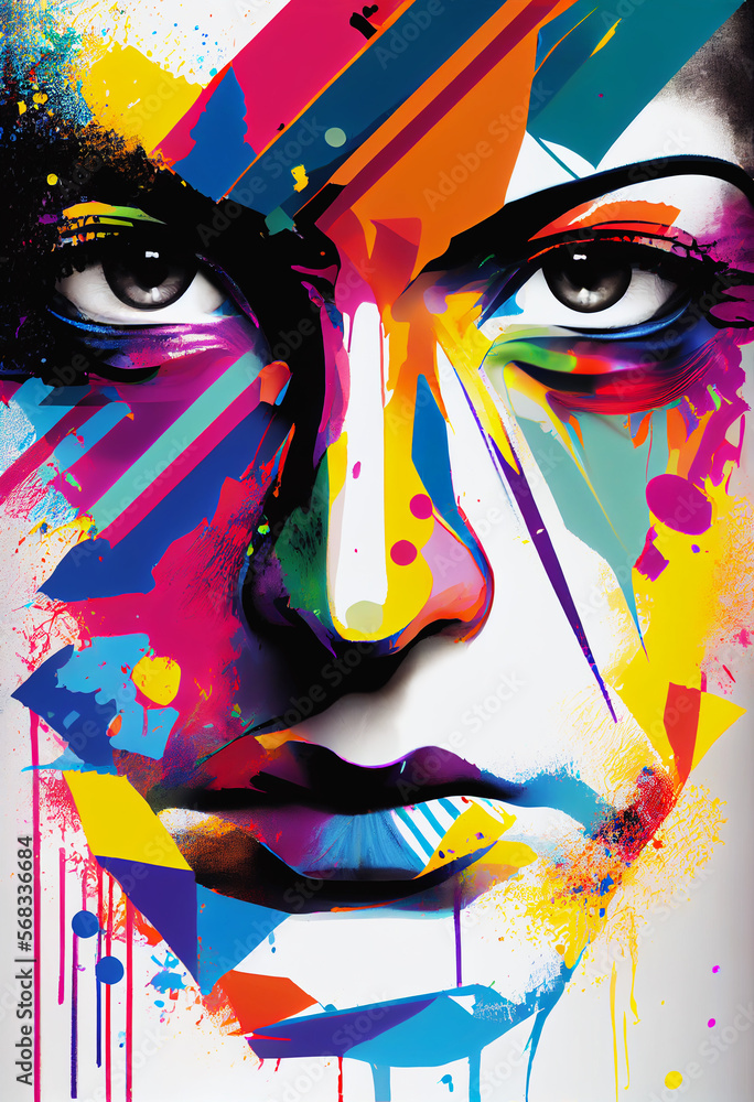 Abstract Face Art Male created with Generative AI Technology Stock ...