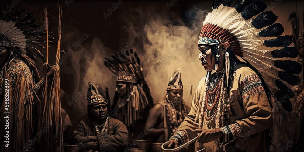 Native American tribal powwow ceremony. Social gathering and ceremonial ...