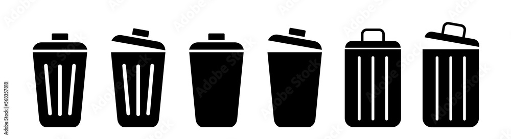 Computer delete icons set on transparent background. Computer Dustbin ...