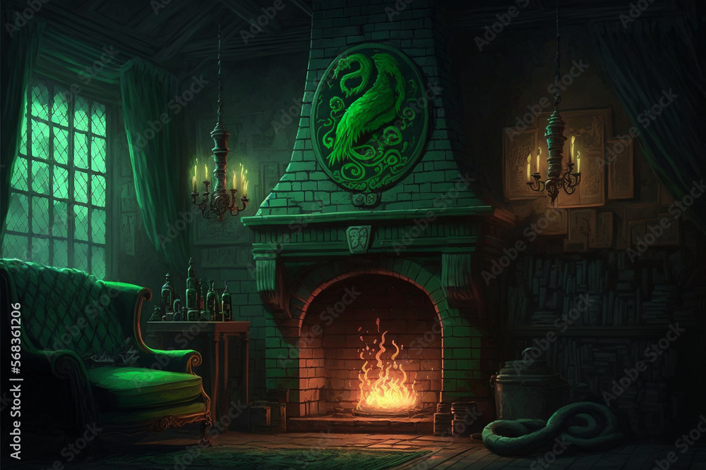 magic fireplace, created by a neural network, Generative AI technology ...