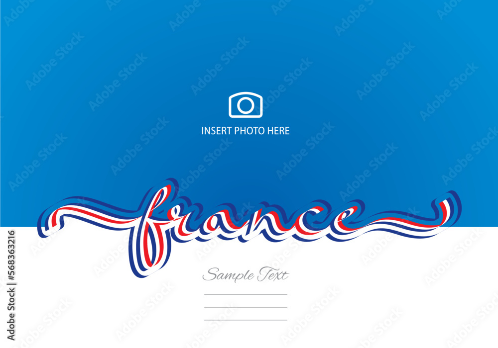 France handwritten ribbon shaped calligraphy typography lettering ...