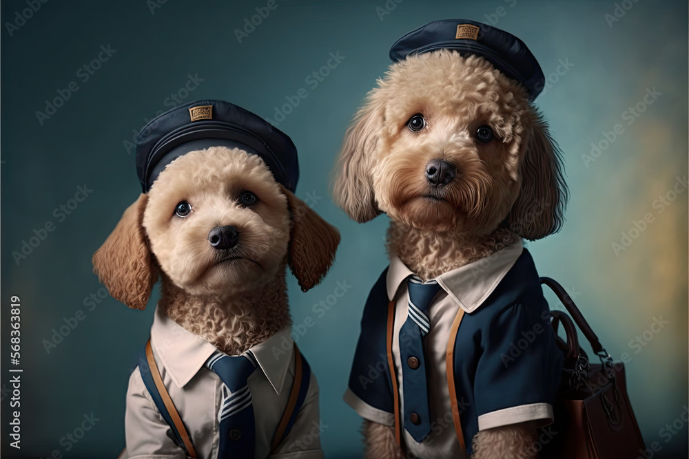 Dogs wearing student uniforms. Dogs go to school. Dog Student. Dogs ...