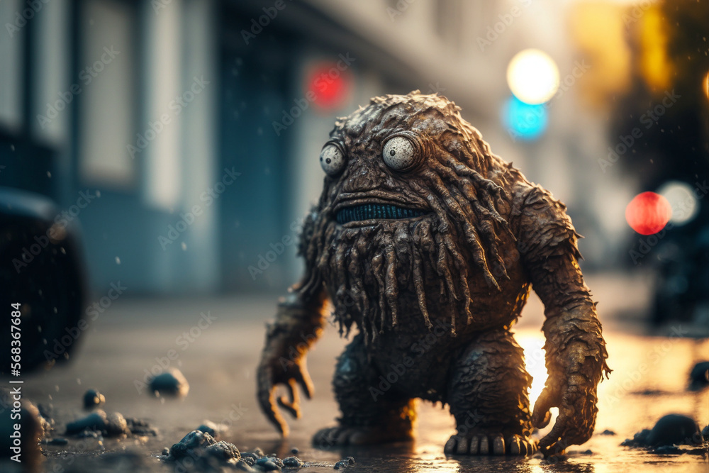 mud monster on a city street, created by a neural network, Generative ...