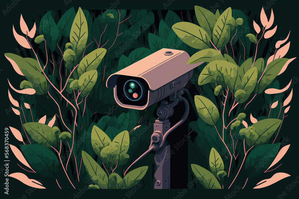 cctv camera in the bushes, created by a neural network, Generative AI ...