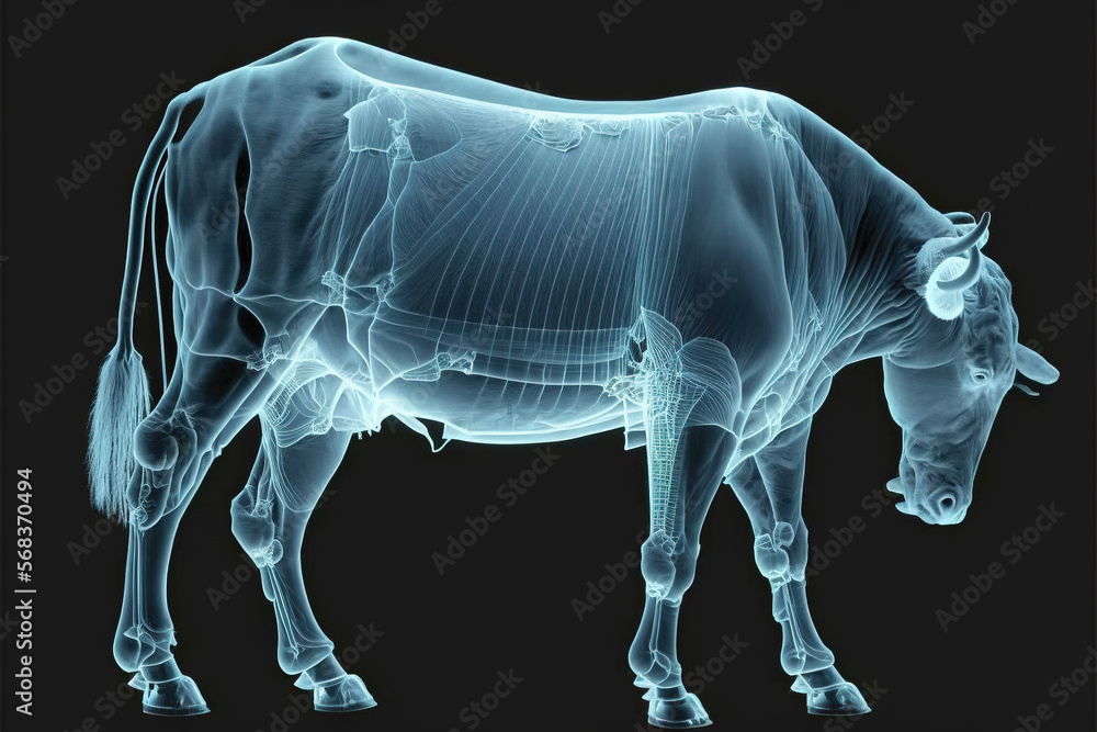 Bull x-ray style. X-ray of Raw whole cow. Creative Art abstract ...