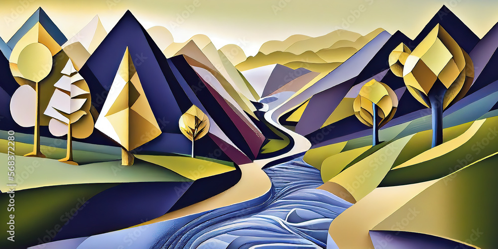 Seasons in the Mountains: A Surrealist, Cubist, Impressionist Landscape ...