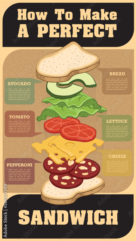Sandwich Fast Food Poster Infographics Chart Information Ingredients ...