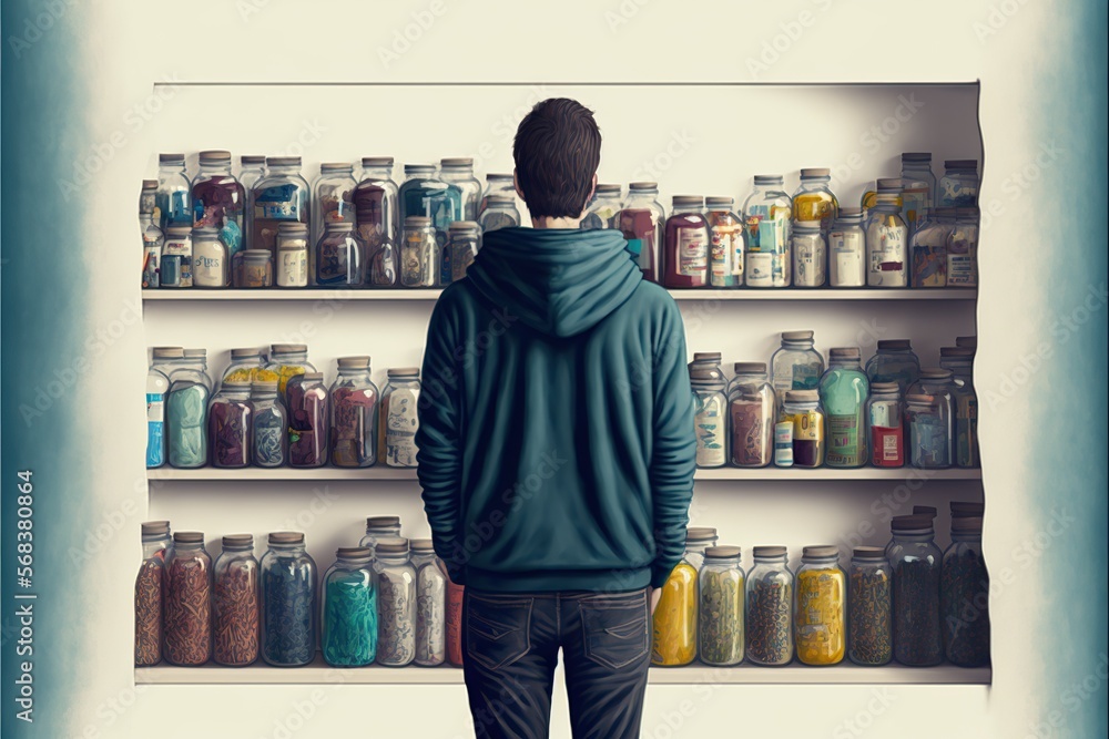 person with OCD organizing their collection, concept of Obsessive ...