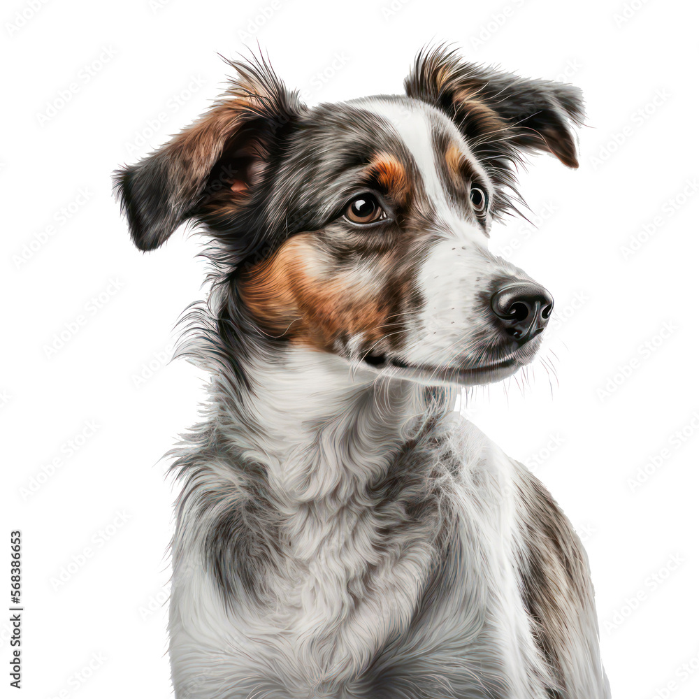 Dog portrait. 3d render illustration. Dog on transparent background ...
