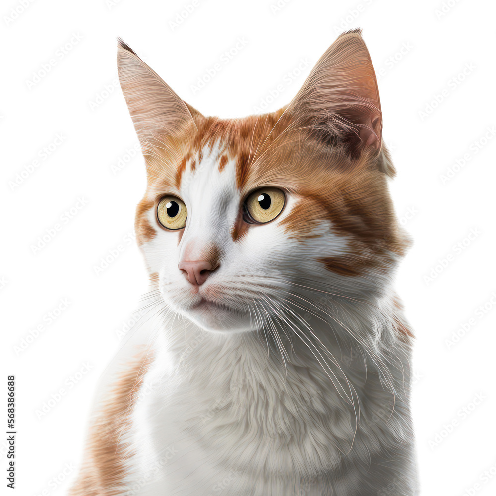 Cat portrait. 3d render illustration. Cat on transparent background ...