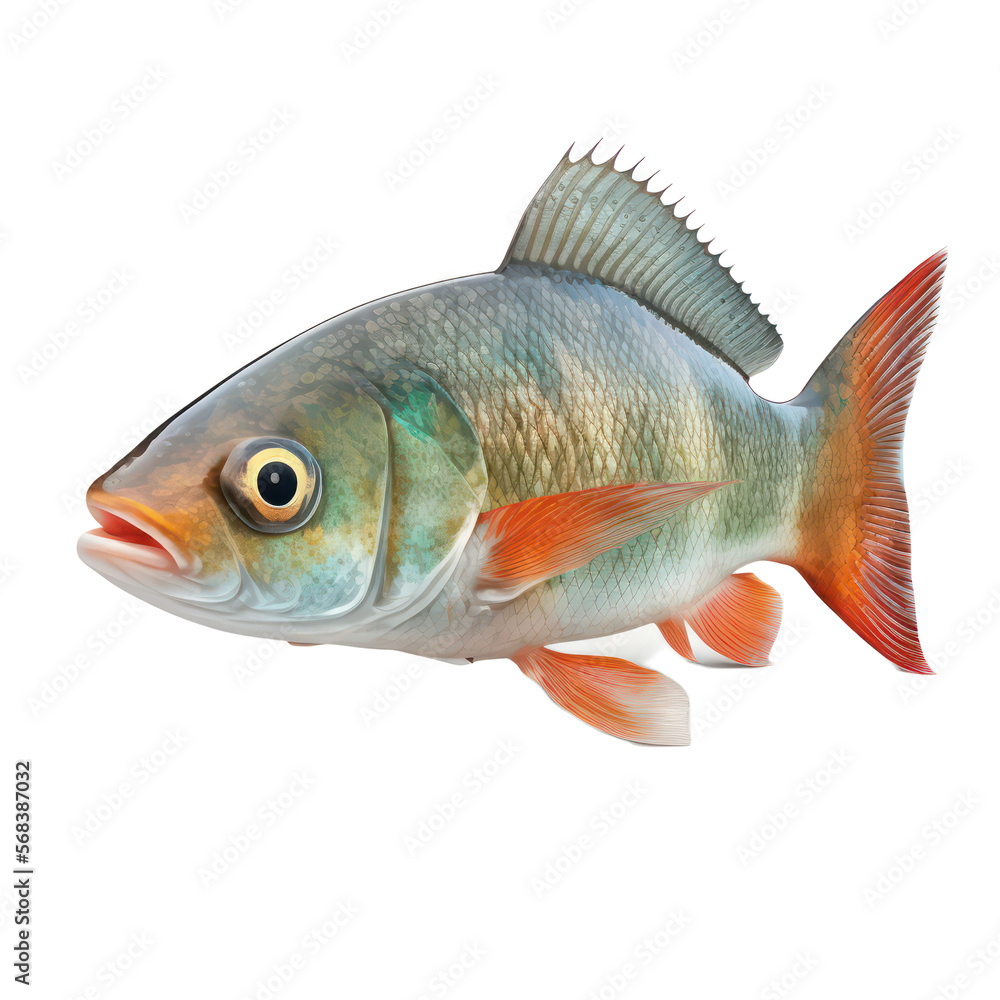 Fish. 3d render illustration in realistic style. Whole fish on ...