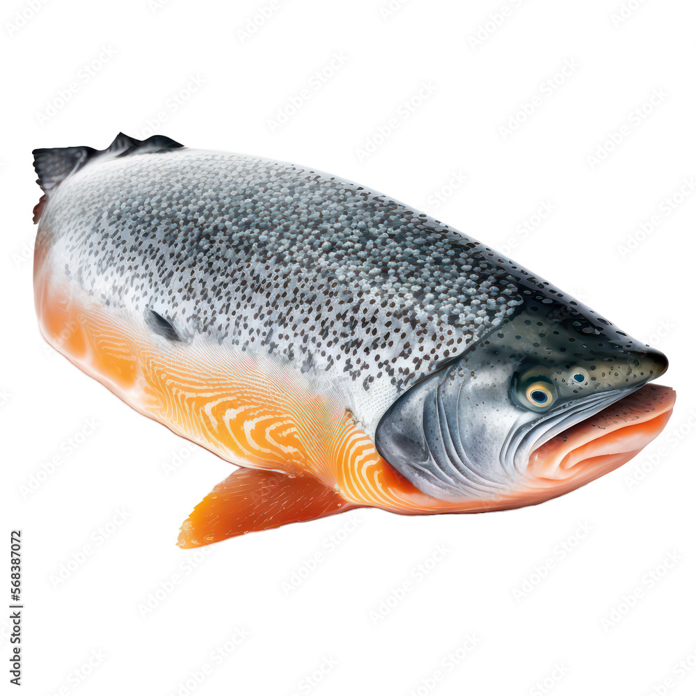 Salmon. 3d render illustration. Salmon fish in realistic style on ...