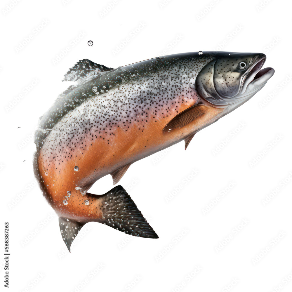 Salmon. 3d render illustration. Salmon fish in realistic style on ...