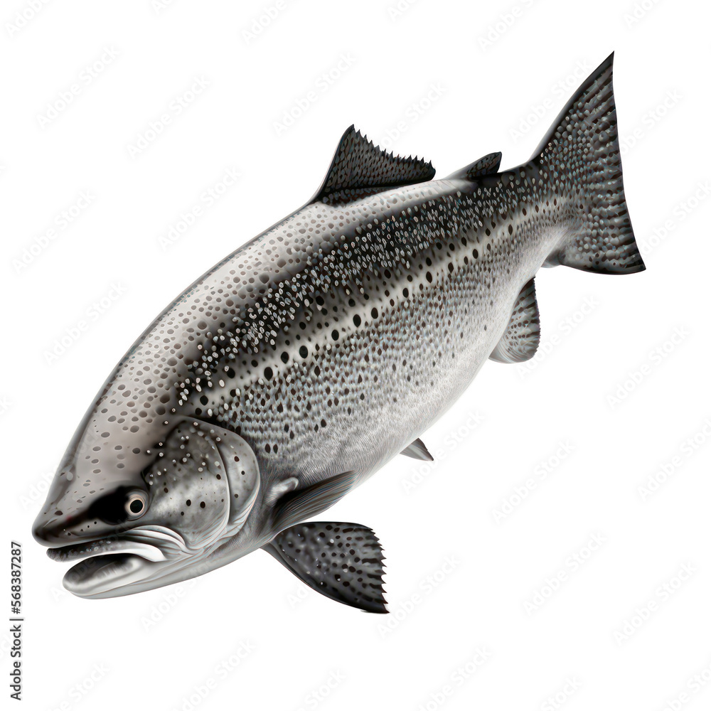 Salmon. 3d render illustration. Salmon fish in realistic style on ...