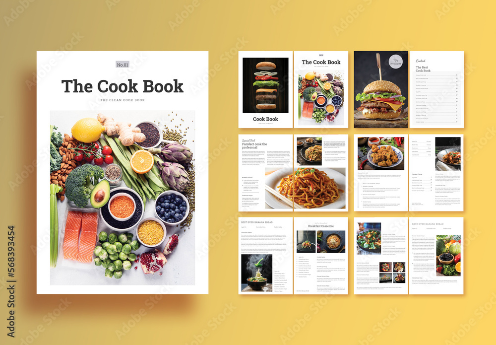 Cookbook Magazine Layout Stock Template | Adobe Stock