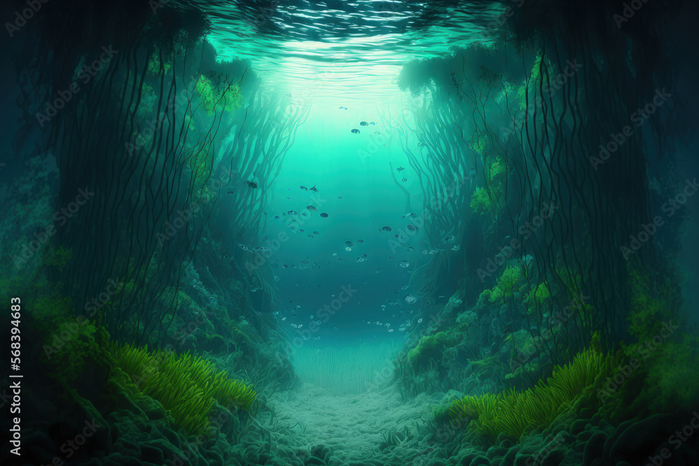 Backdrop of a lake or other body of fresh water when diving; background ...