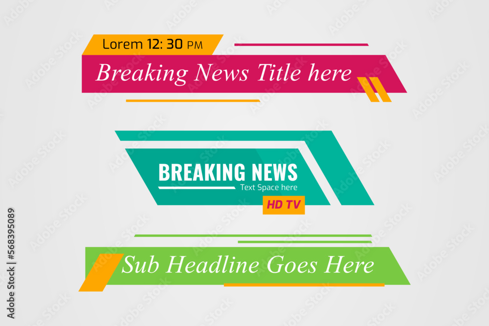 Breaking news TV Screen lower third banner design Stock Vector | Adobe ...