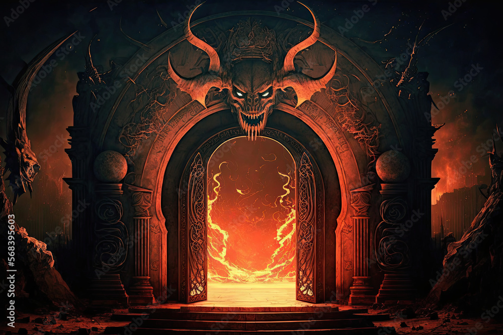 The gates of Hell. Generative AI. Stock Illustration | Adobe Stock