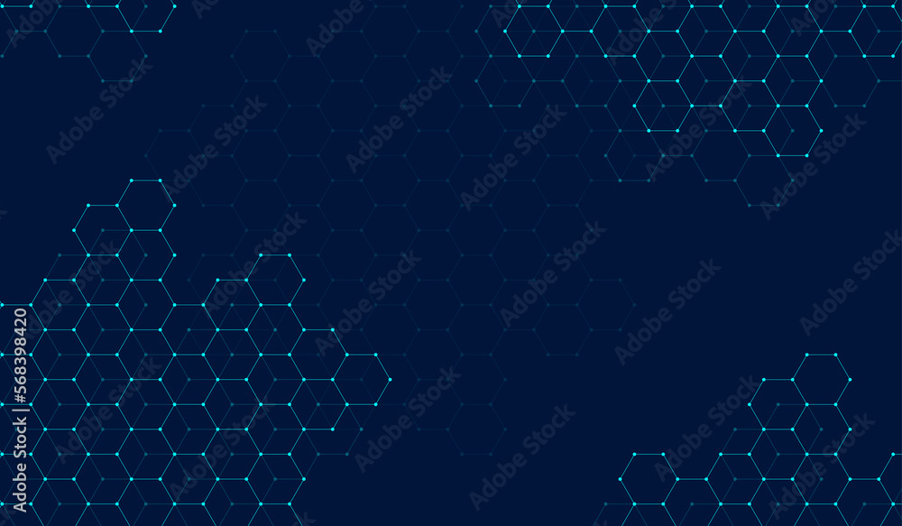 Technology abstract lines and dots connect background with hexagons ...