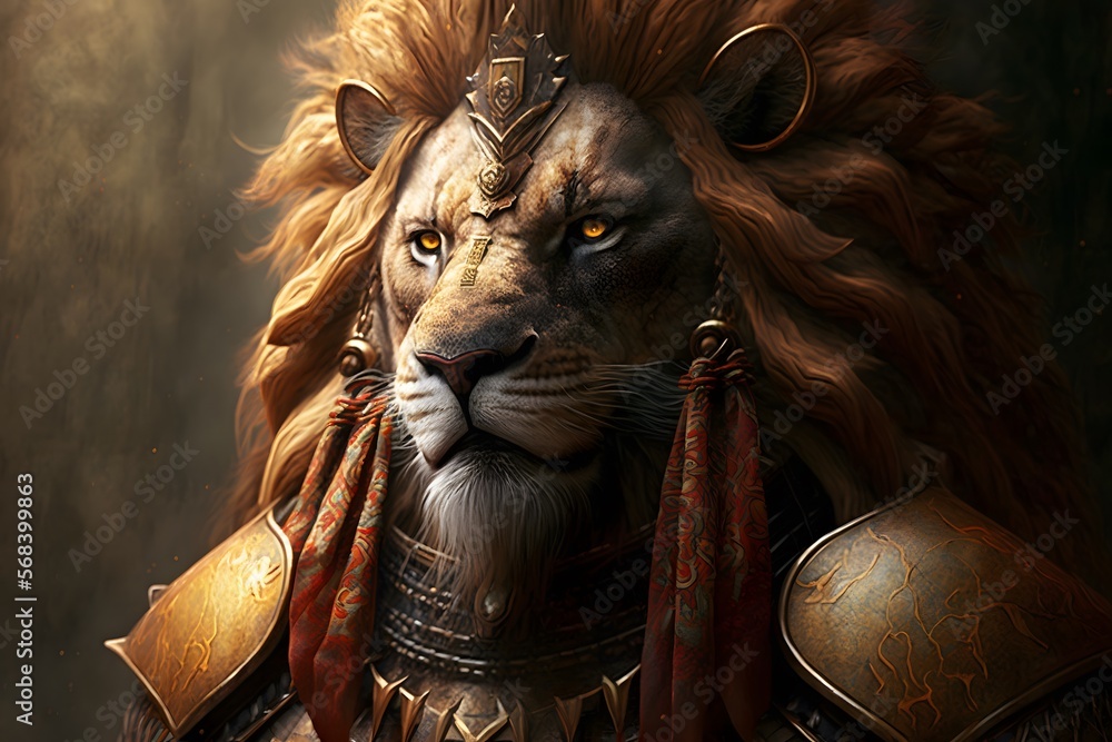 lion warrior created using Generative AI Technology Stock Illustration ...