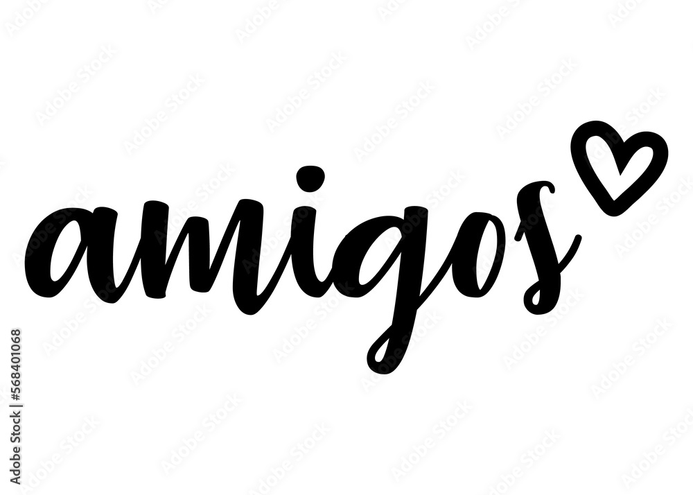 Letras de la palabra amigos con corazón. Texto manuscrito amigos en ...