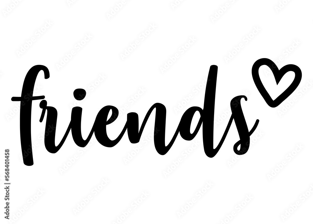 Letras de la palabra friends con corazón. Texto manuscrito friends para ...