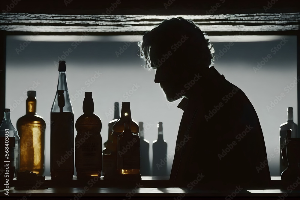 bottles, beverage, whisky, heavy drinking , alcoholic, bar counter ...