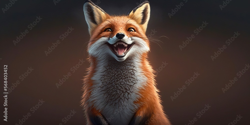a red fox with its mouth open and it's mouth wide open, with its tongue ...