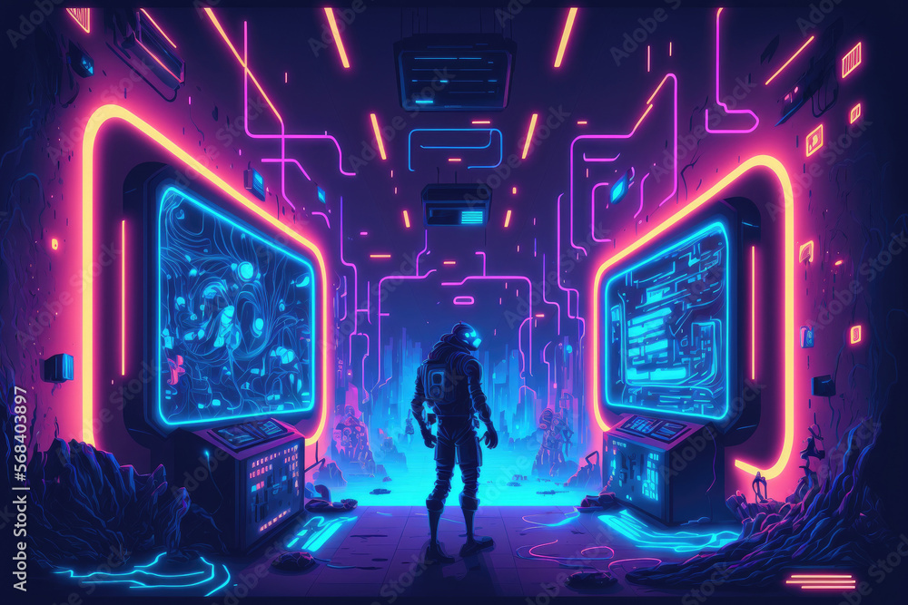 Illustration of an abstract gaming background, gamer wallpaper in ...