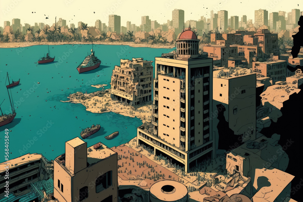 Aerial image of Beirut Port in remembrance of the devastating bombs ...