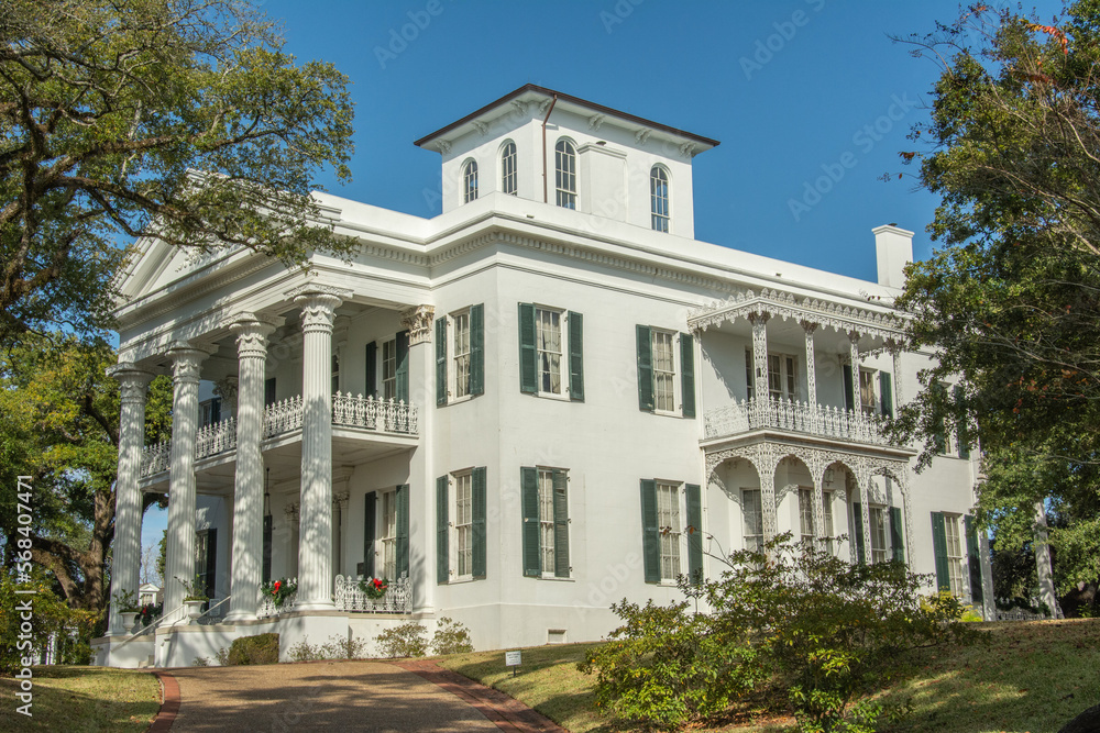 Natchez, USA – December 2, 2022 - Antebellum Classical Revival style ...