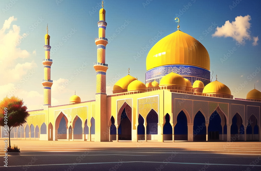 Mosque for Ramadan Kareem Eid Greetings for Muslim Festival of fasting ...