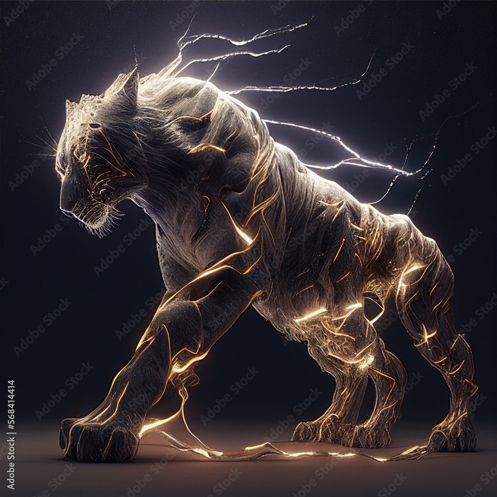 Roaring Thunder: An Artistic Thunder Liger (Tiger-Lion Hybrid ...