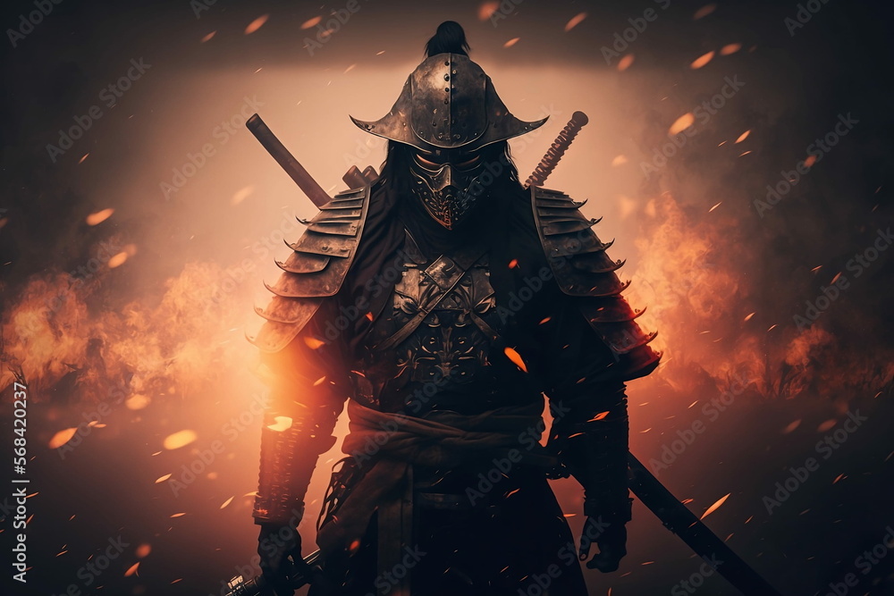 Epic Samurai Warrior Ready for Battle Stock Illustration | Adobe Stock