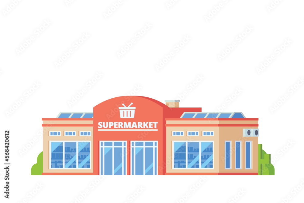 Vector local supermarket building flat design illustration Stock Vector ...