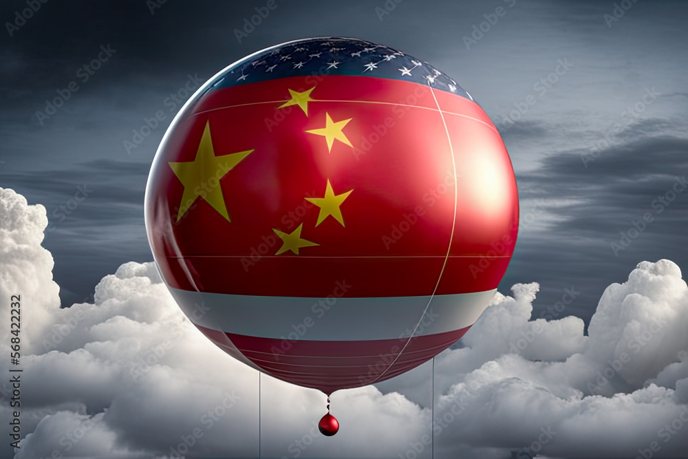 Naklejka Chinese spy balloon in the sky, surveillance and data ...