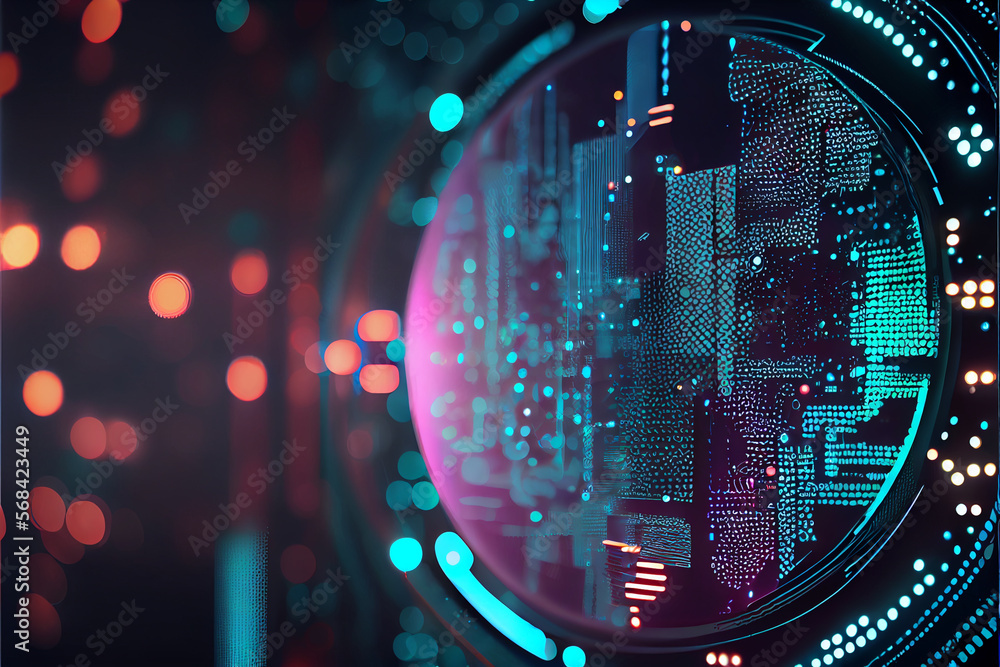 Render of a macro view of a Futuristic Electronic Circuit Board with ...