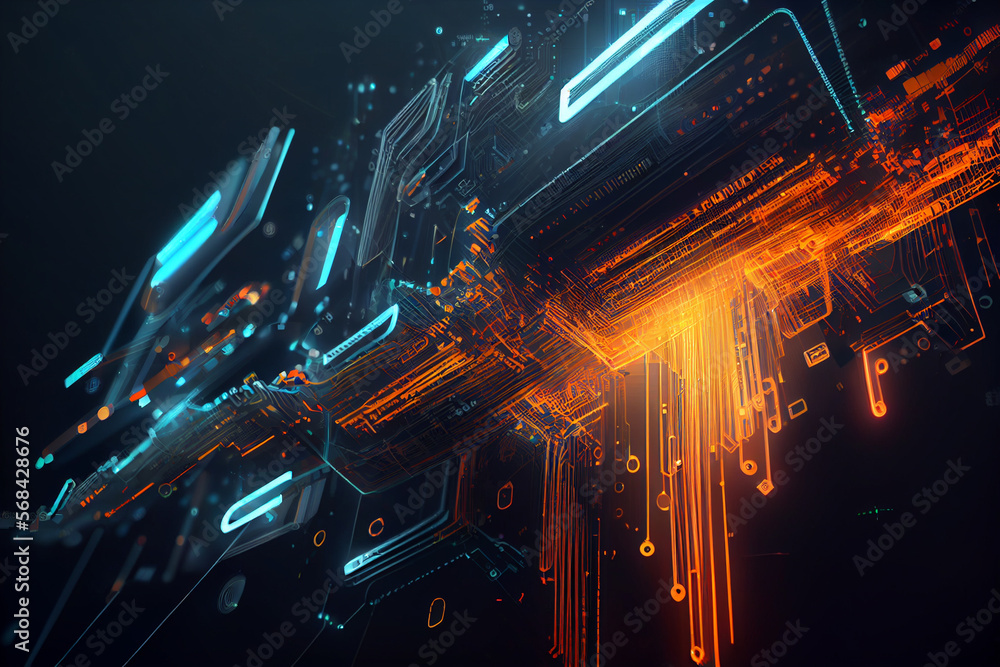 Futuristic background with glowing light effect, digital illustration ...