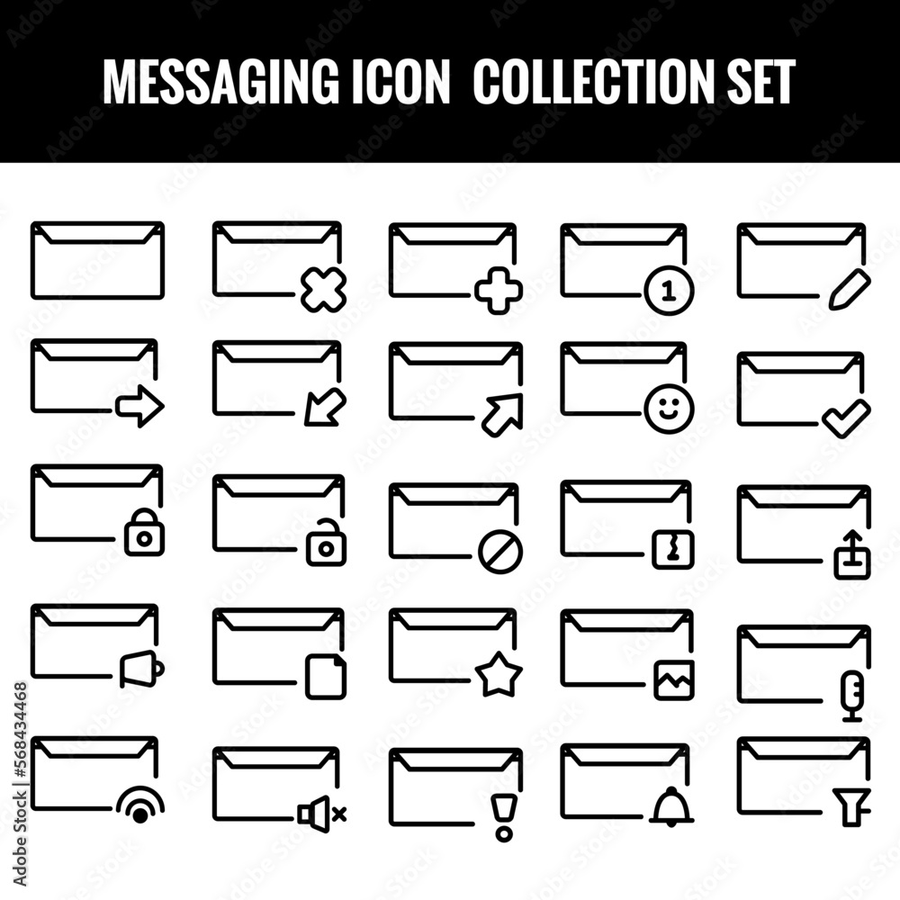 Messaging icons collection set, collection set, chat Message outline ...