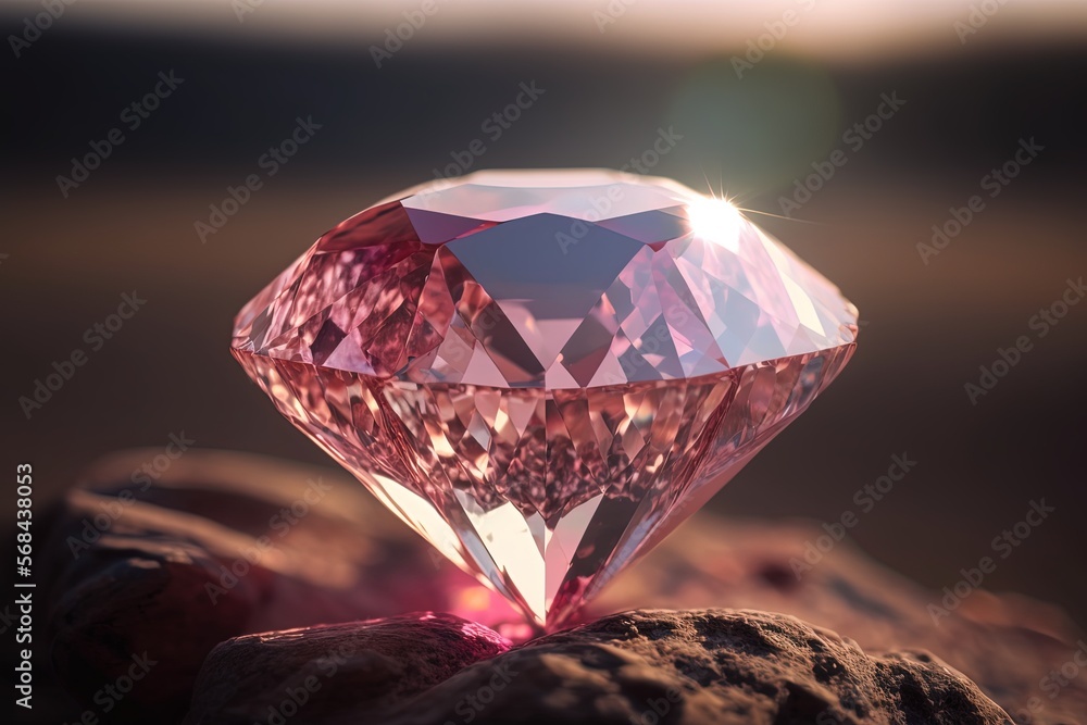 pink diamond, close up raw material mineral gemstone, idea for gemology ...