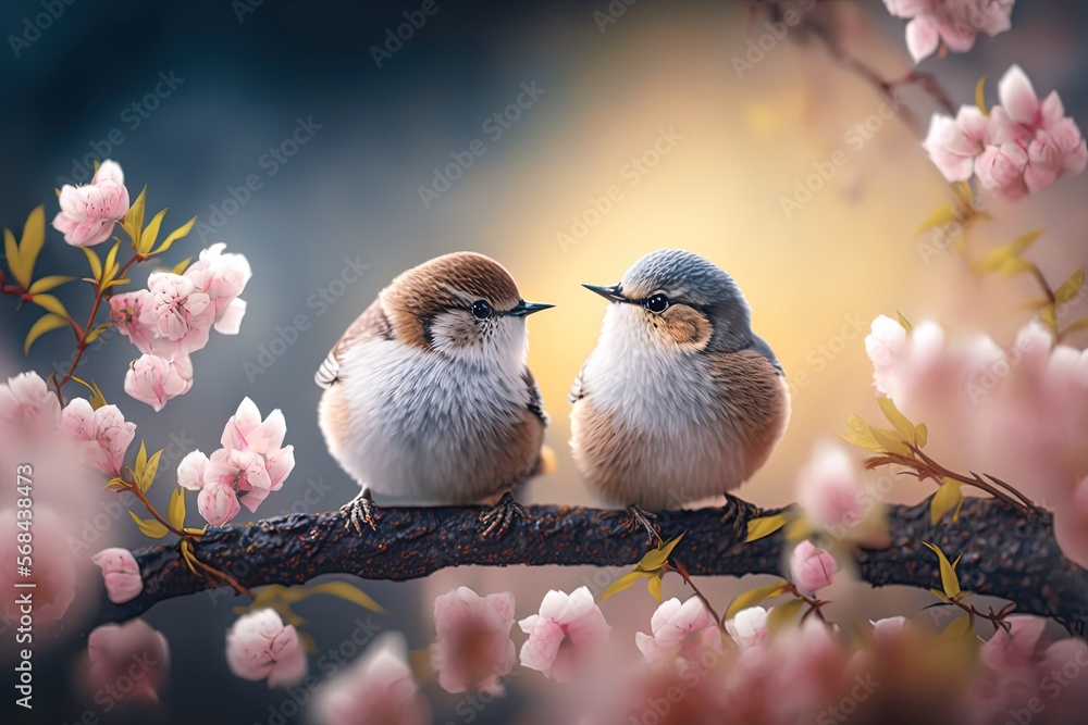 Sparrow Pair Cuddling