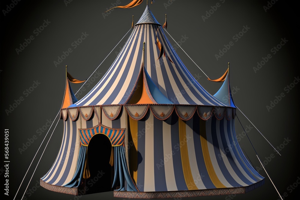 cartoon fun circus tent generative ai illustration Stock Illustration ...