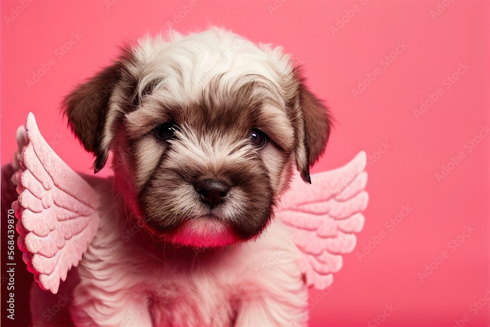 cute baby dog cupid cartoon character holding love for valentine's day ...