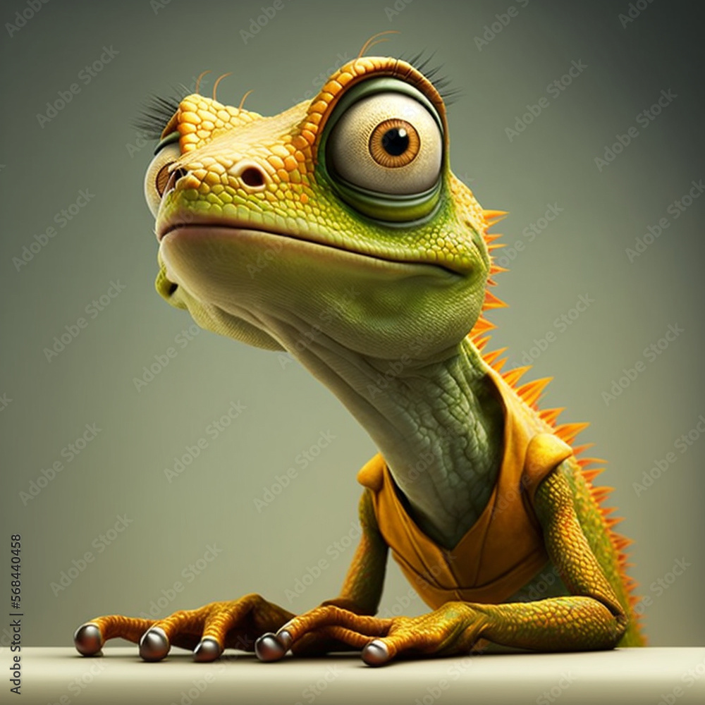 Cartoon character of a lizard created using Generative AI Stock ...