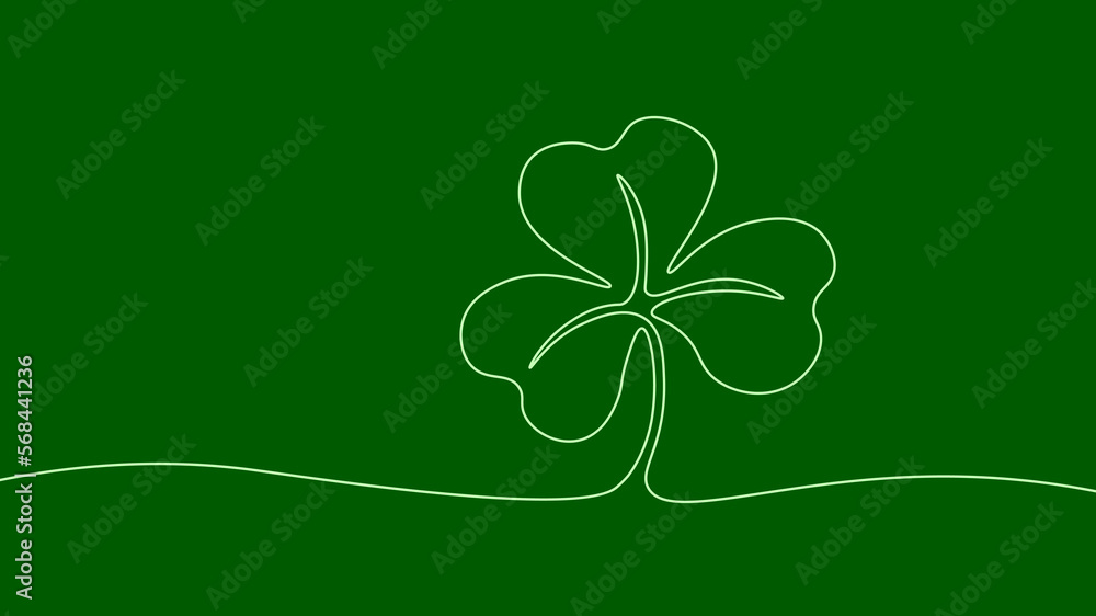 Vetor de One line continuous lucky four leaves clover symbol concept ...