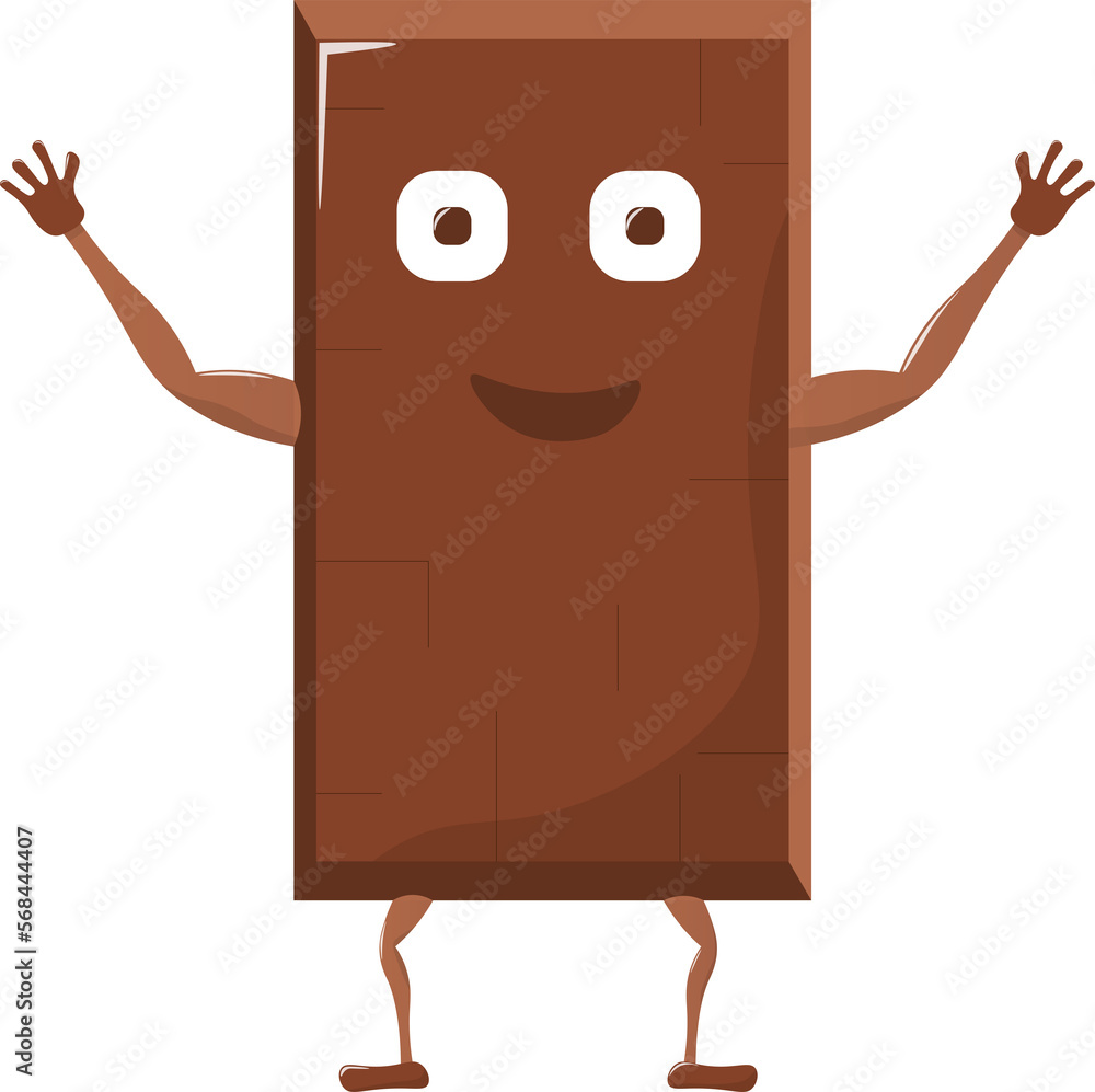 Cute Chocolate Piece Character Cartoon Emoticon Vector Illustration Funny Chocolate Bar Emoji