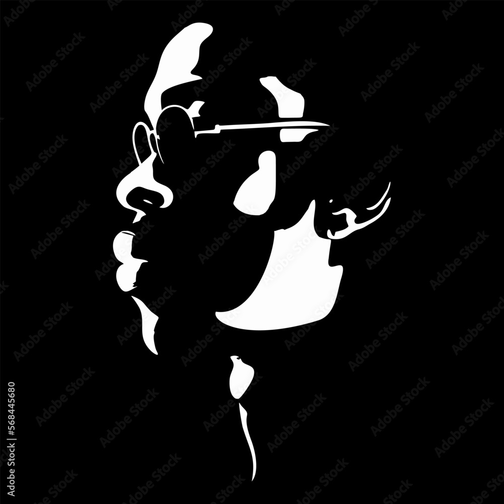 Black african american afro male face portrait vector silhouette with ...