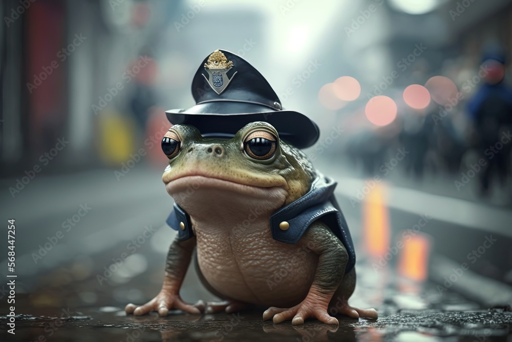 character design illustration of a frog wearing police officer uniform ...